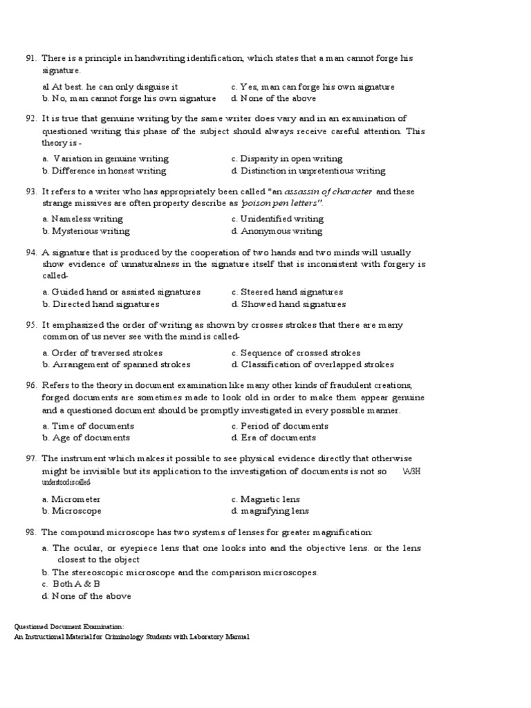Questioned Document Examination Guide | PDF | Signature | Microscope