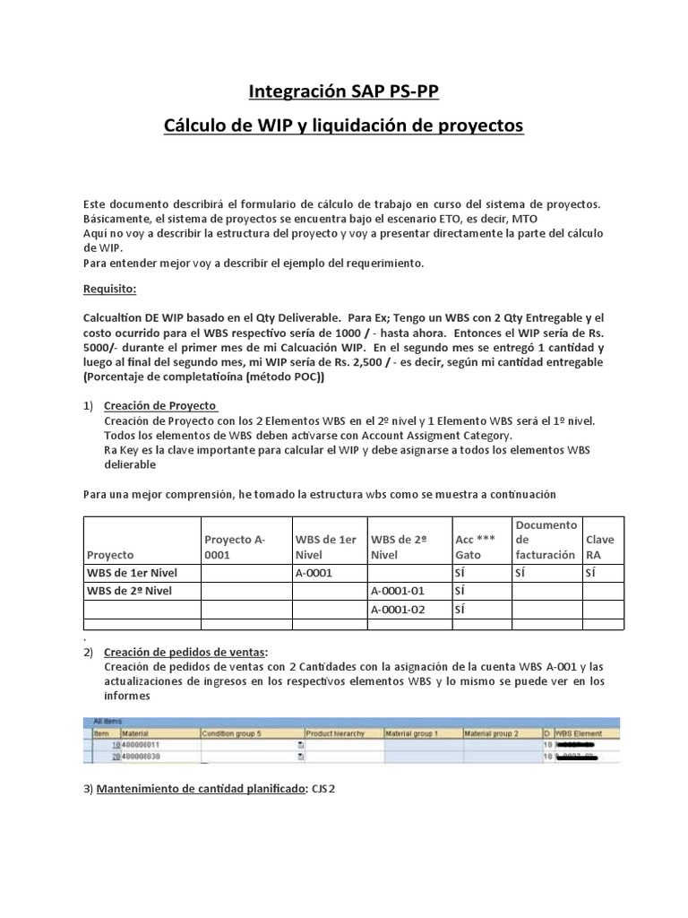 SAP PS PP Integración WIP | PDF | Informática