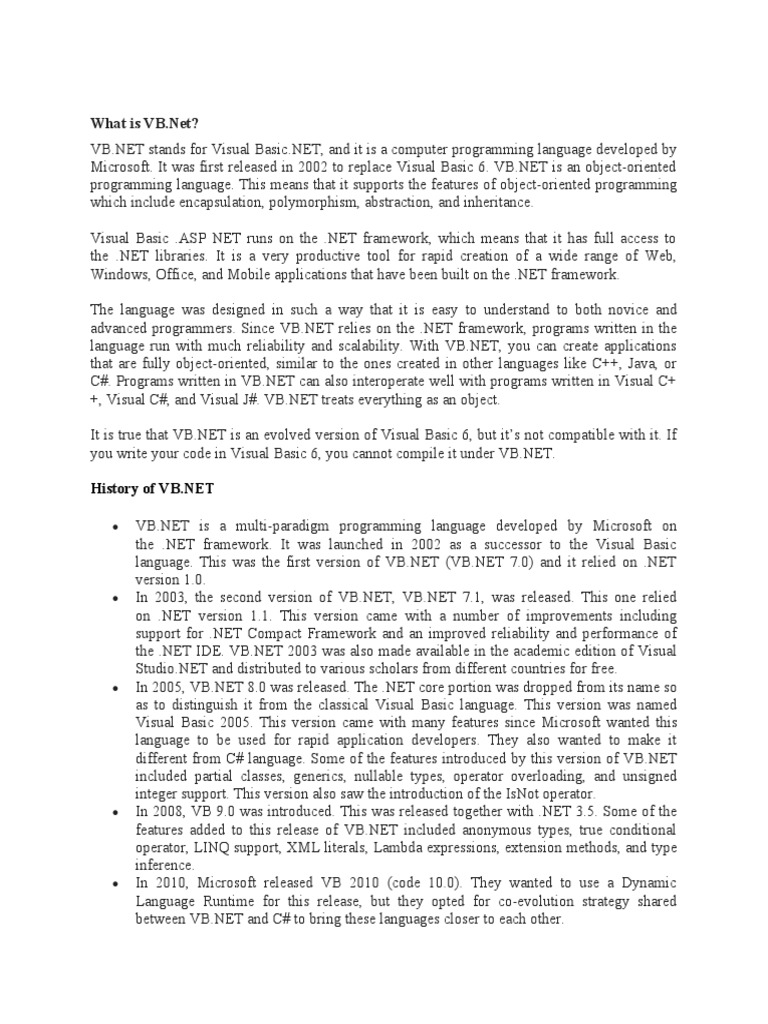 What Is | PDF | Visual Basic .Net | C Sharp (Programming Language)