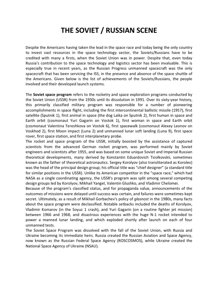 The Soviet Programme in A Nutshell | PDF | Spacecraft | Space Race