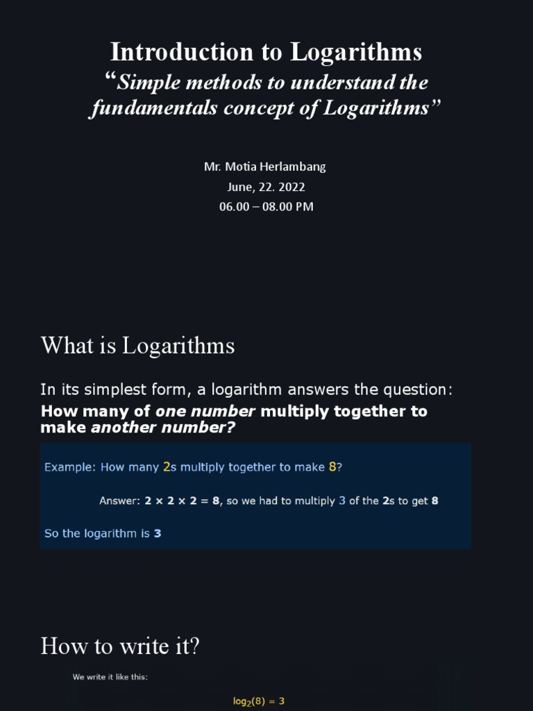 Introduction To Logarithms | PDF