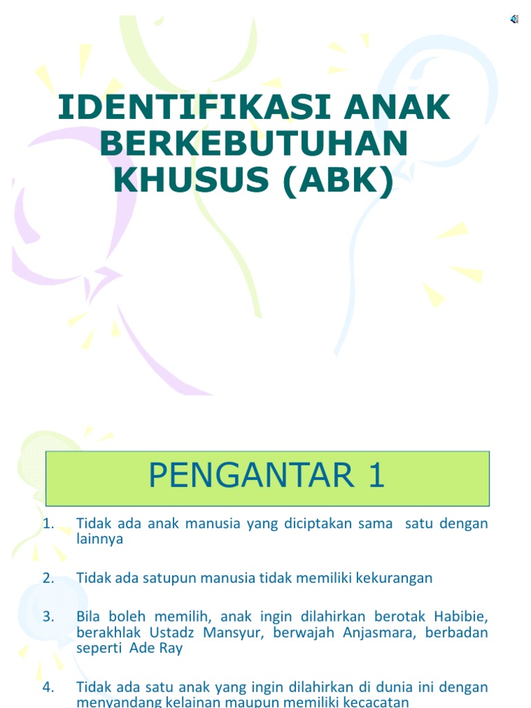 Identifikasi Anak Berkebutuhan Khusus (Abk) | PDF