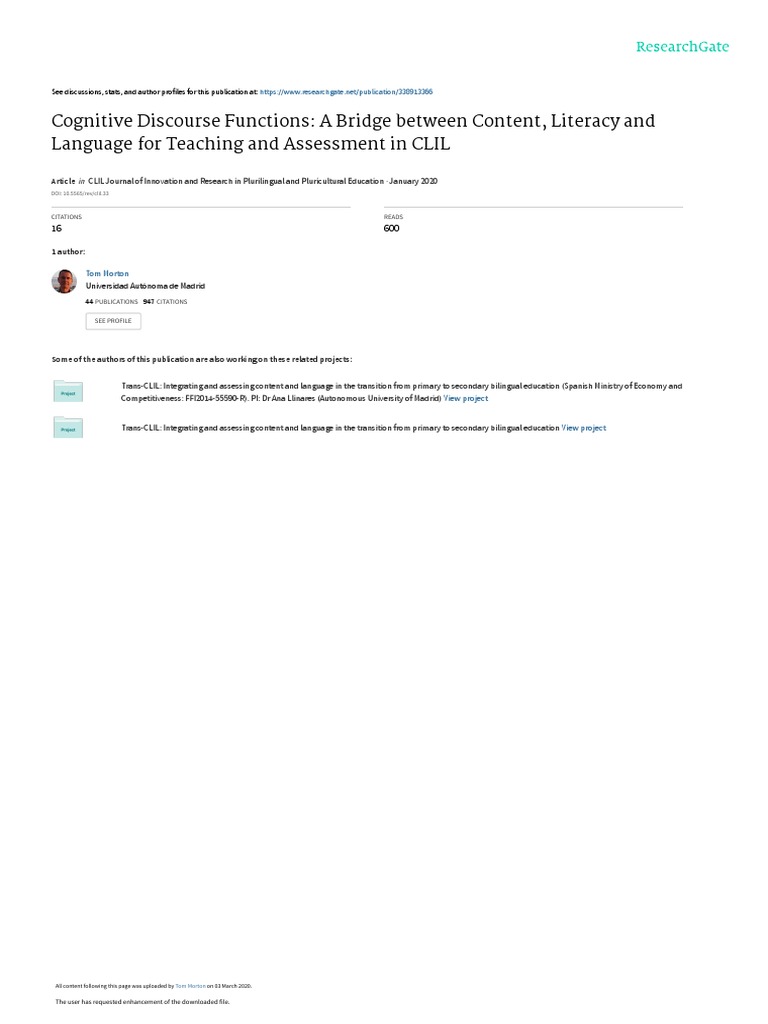 Cognitive Discourse Functions A Bridge Between Con Pdf Learning