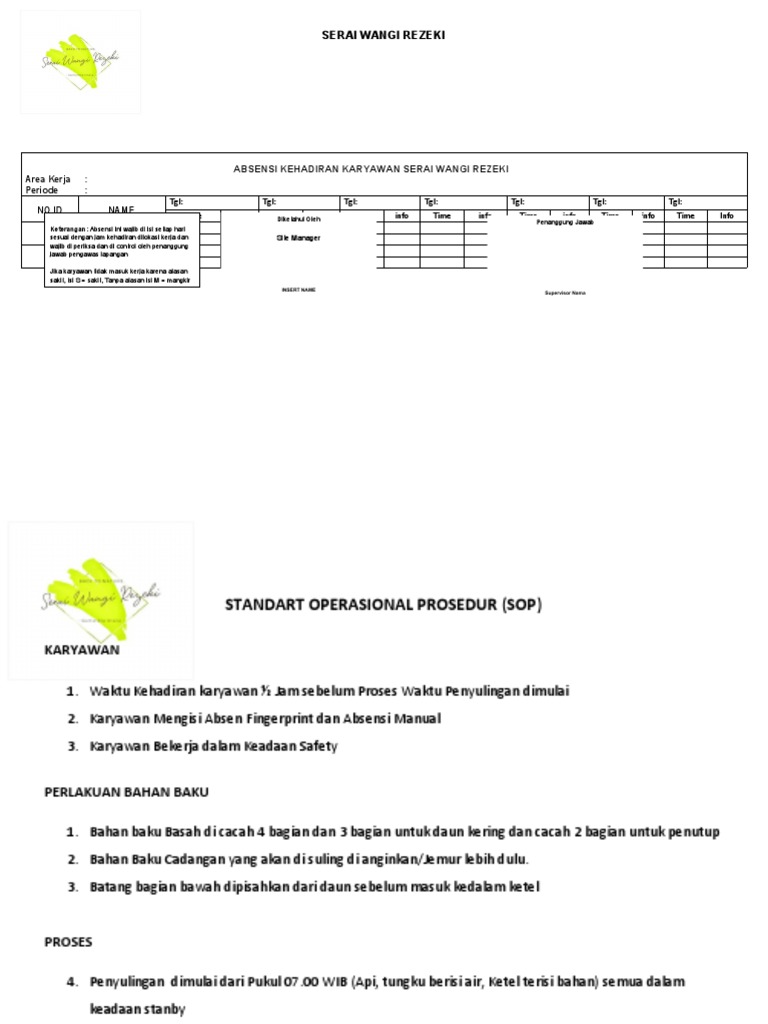 Contoh Absensi Karyawan | PDF
