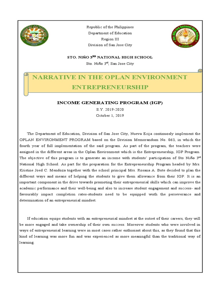 Oplan Environment | PDF | Entrepreneurship | Cognition