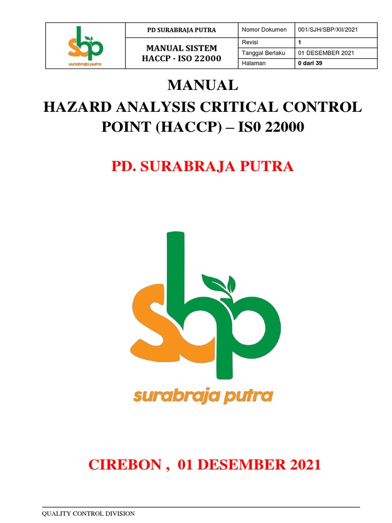 Manual HACCP ISO 22000-SBP | PDF