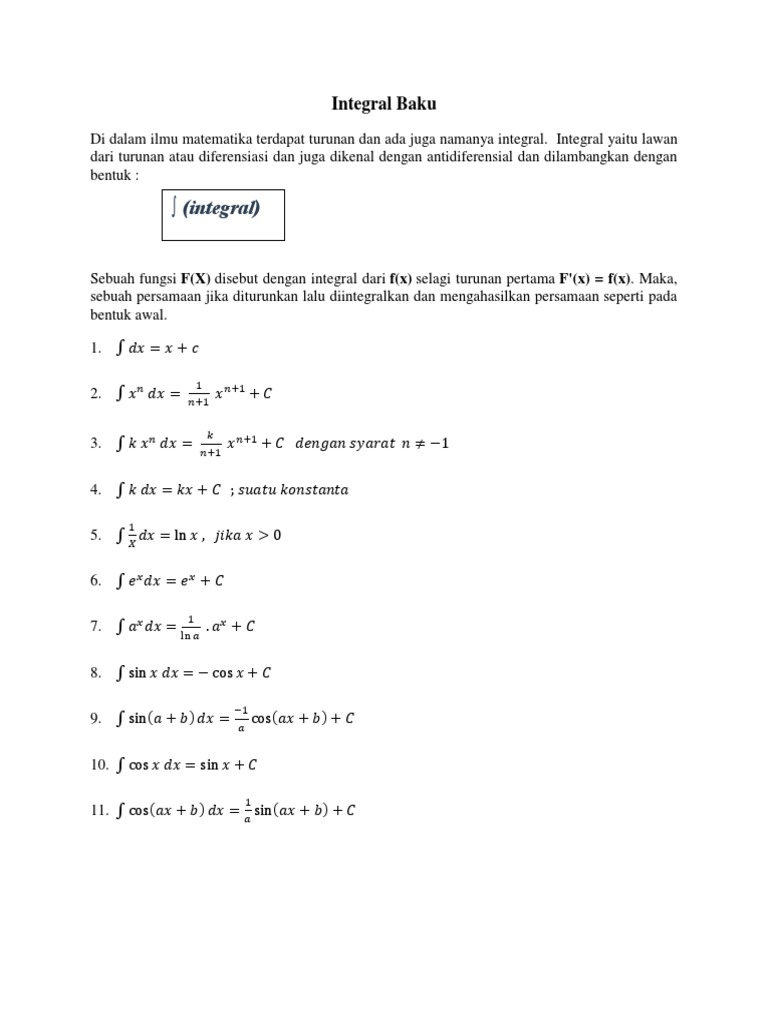 Integral Baku Dan Substitusi | PDF