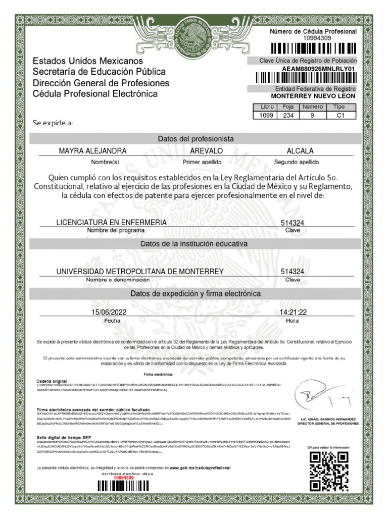Mayra Arevalo Cedula | PDF