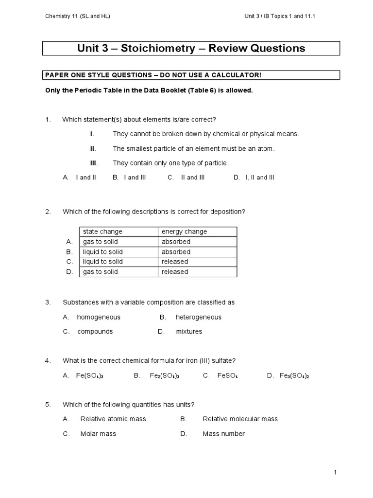 All Stoichiometry Review (Dec 2020) | PDF | Gases | Mole (Unit)