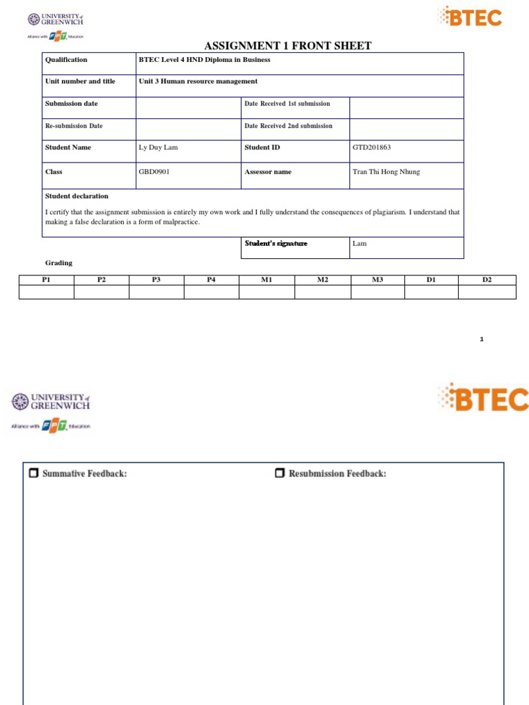 487.assignment 1 Frontsheet (2020 - 2021) | PDF | Human Resource Management | Recruitment