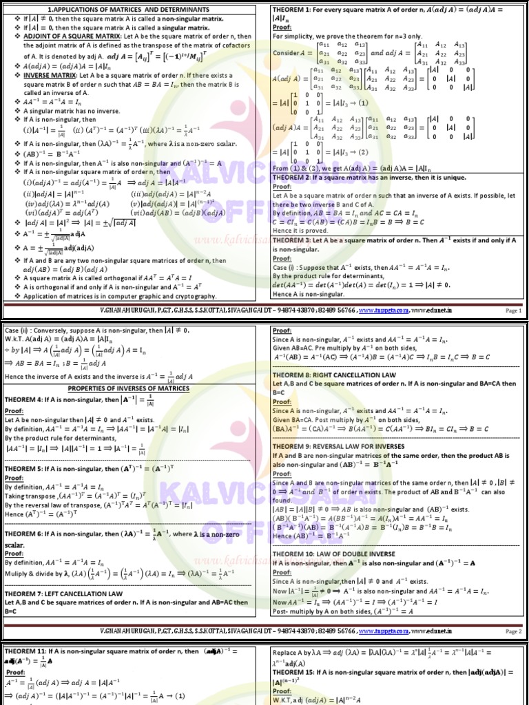 Applications of matrices and determinants | PDF | Matrix (Mathematics ...