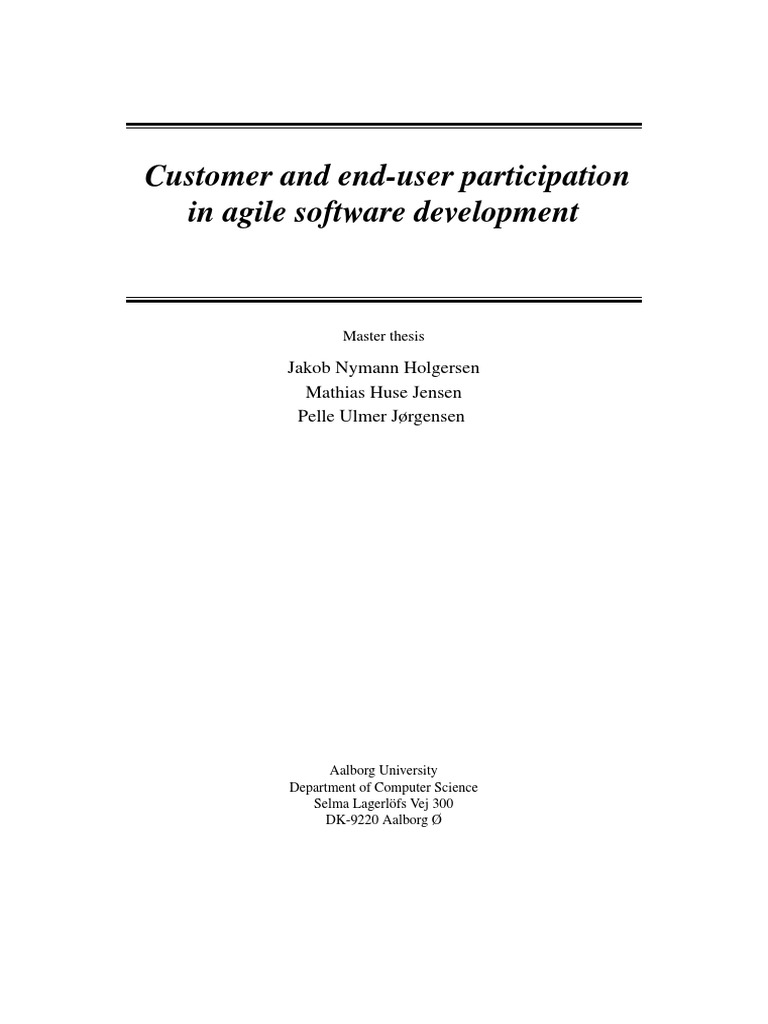 Customer and End-User Participation in Agile Software Development | PDF ...