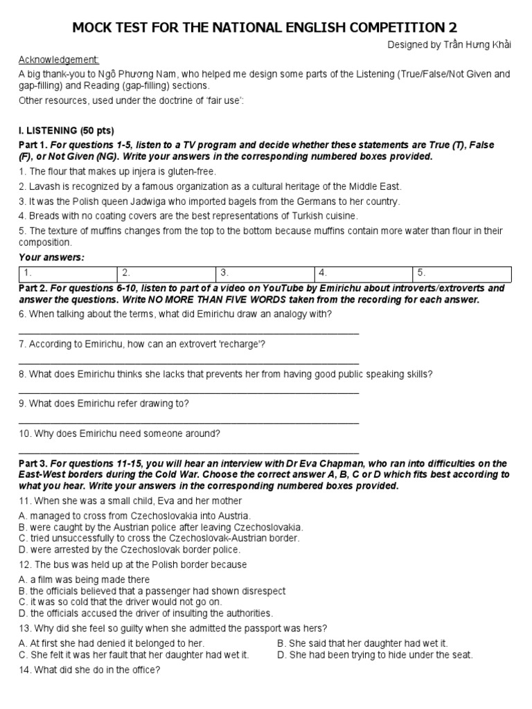 National English Competition Mock Test | PDF | Orbit | Bart Simpson
