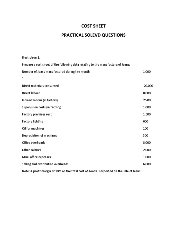 Cost Sheet Preparation Examples | PDF | Economies | Business
