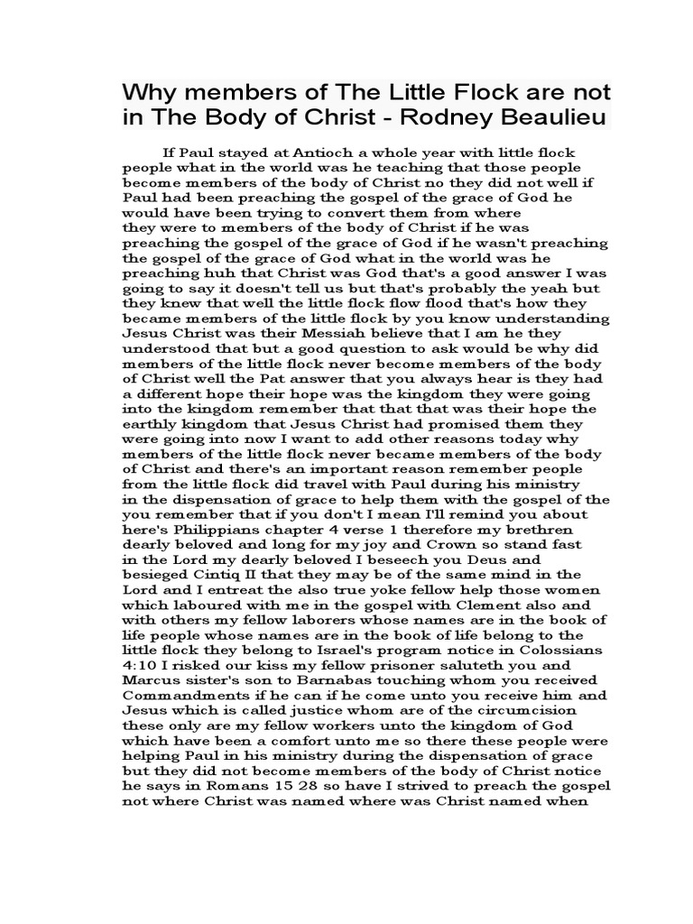 Little Flock vs. Body of Christ Explained | PDF | Paul The Apostle | Jesus