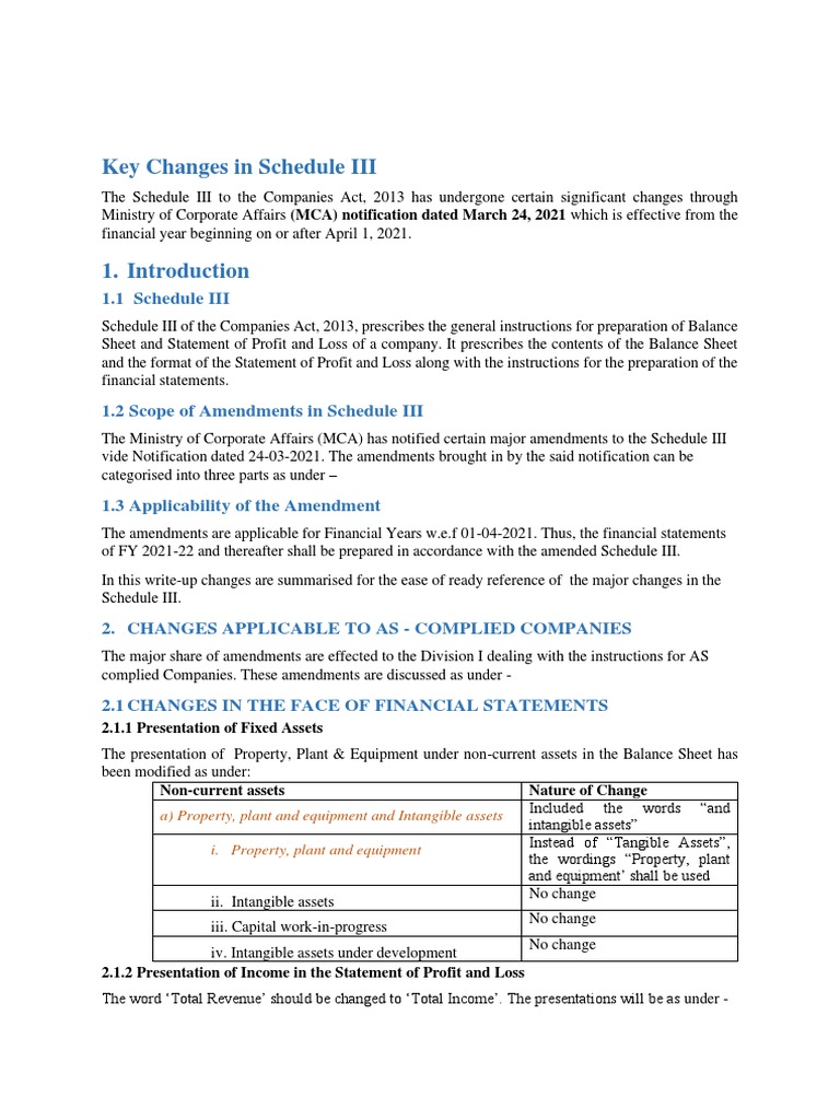 Key Changes in Schedule III and Reporting Requirements | PDF | Loans ...