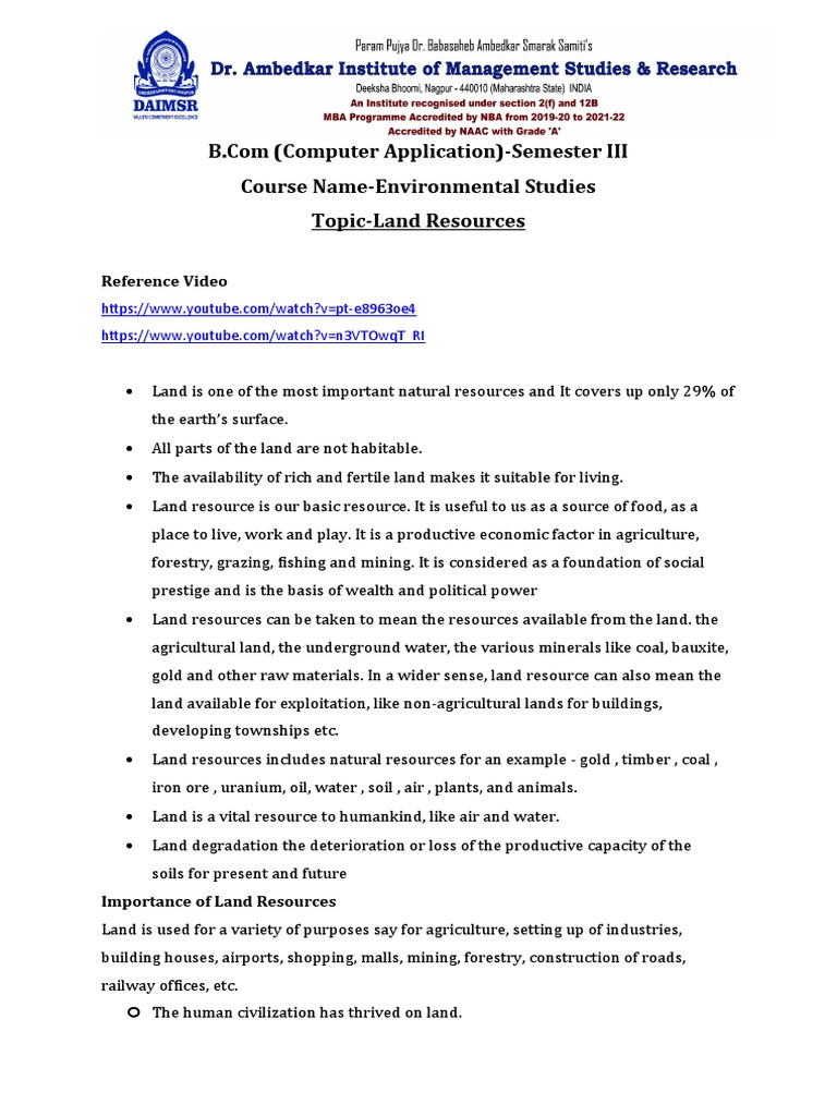 Understanding Land Resources: A Comprehensive Overview of Land as a ...