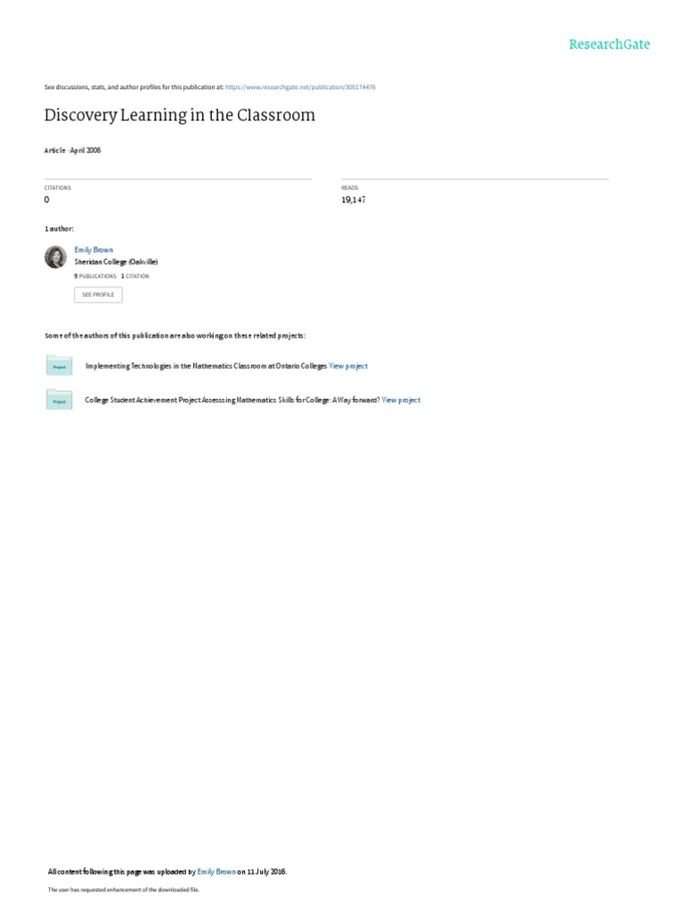 Discovery Learning in The Classroom: April 2006 | PDF | Constructivism ...