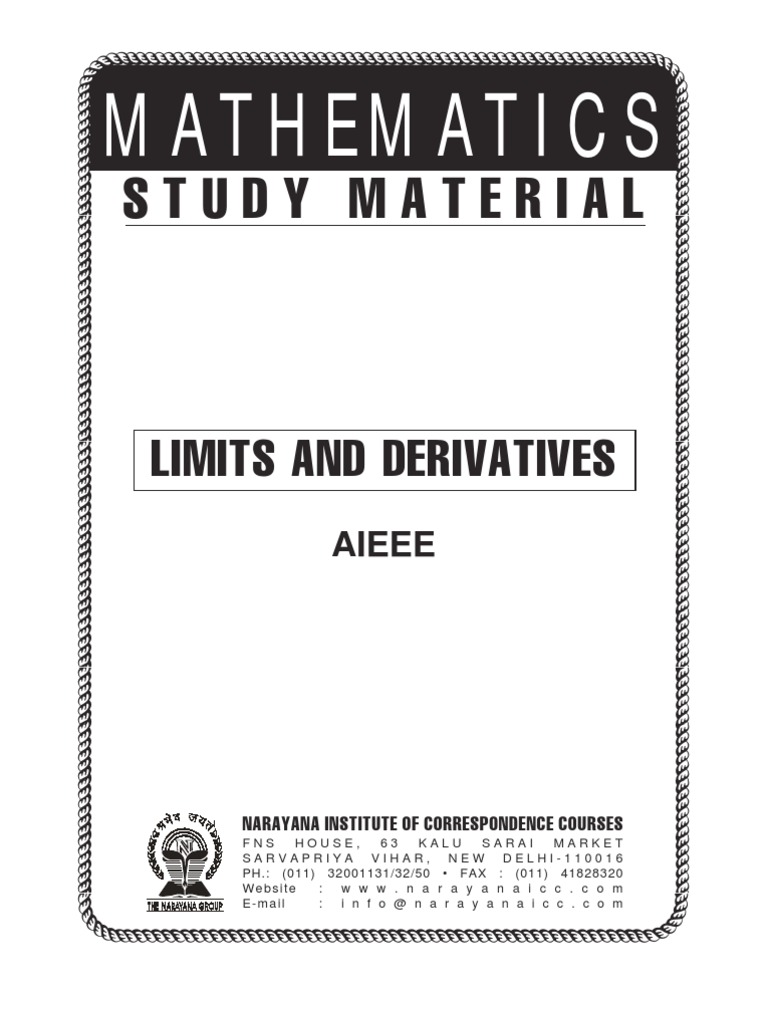 Class 11 Limits and Derivatives Guide | PDF | Sine | Trigonometric ...