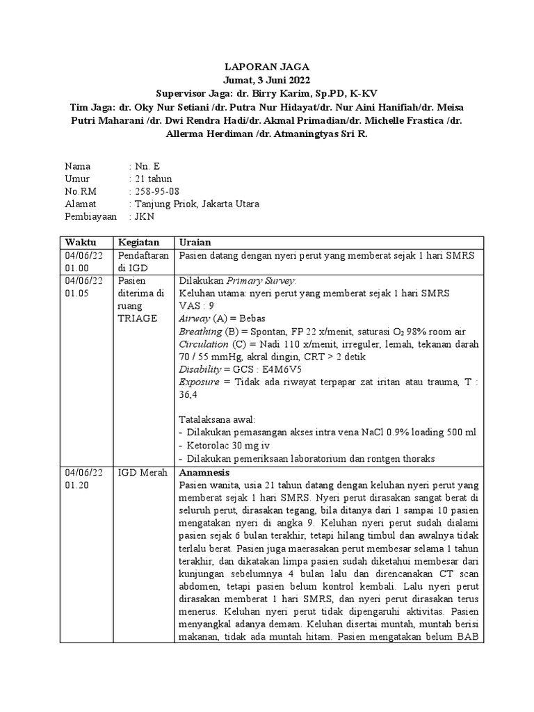 Laporan Jaga Aini 3-6-22 Revisi Jaga 1 | PDF