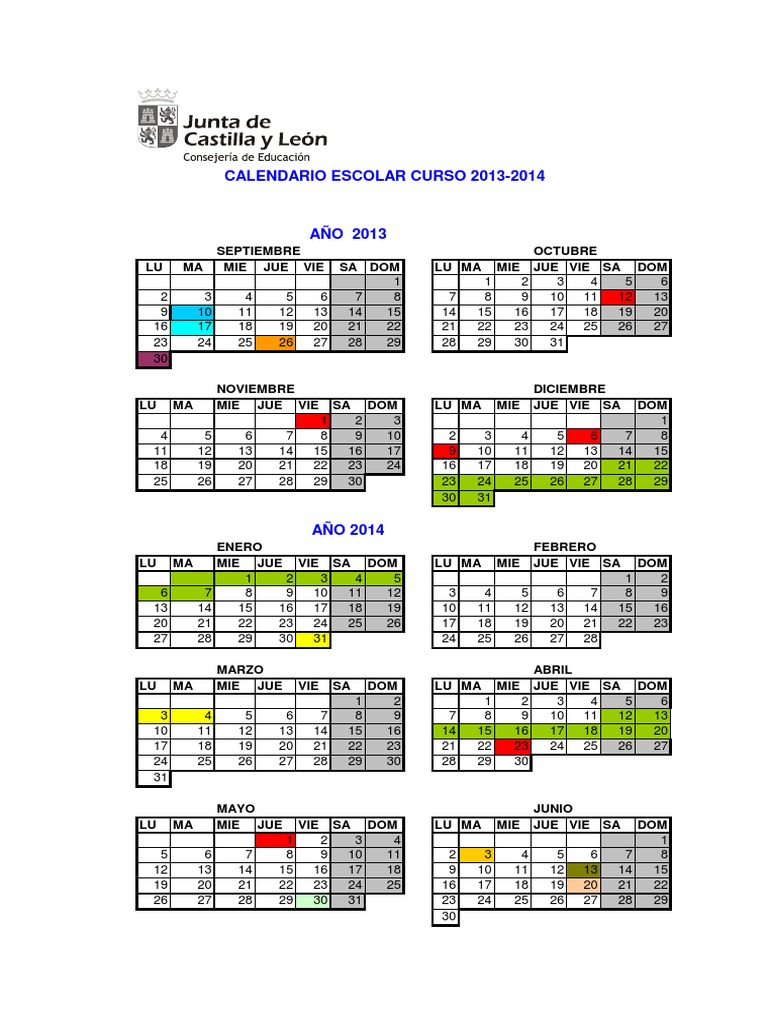 Calendario Escolar 2013-14 | PDF | Desarrollo profesional
