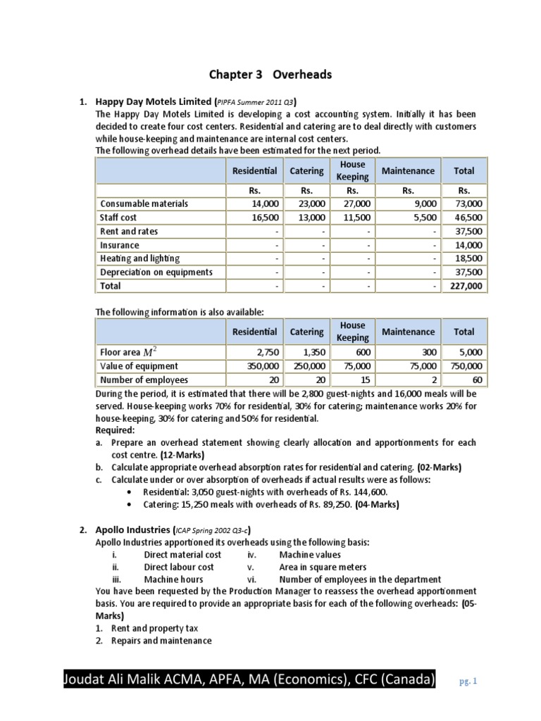 03 Factory overheads | PDF | Business | Economies