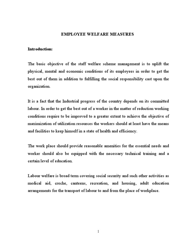Employee Welfare | PDF | Welfare | Employment