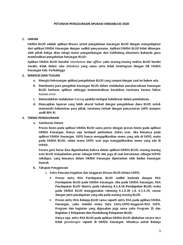 Modul Singkat SIMDA BLUD | PDF