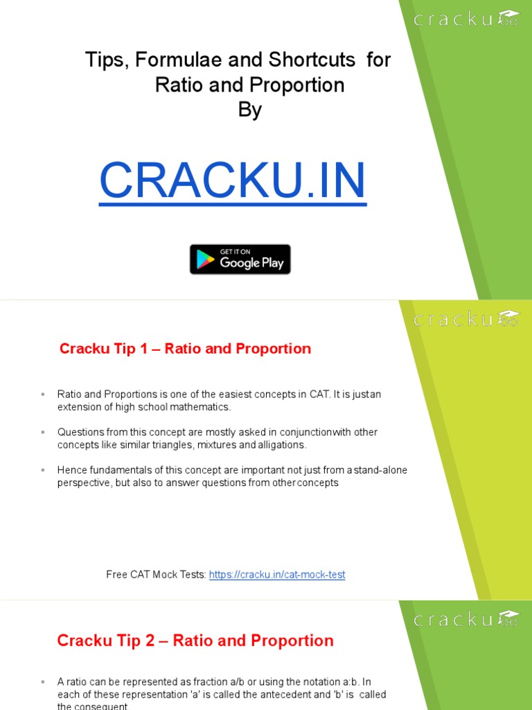 CAT Ratios&Proportions - Questions+Notes | PDF | Ratio | Mixture