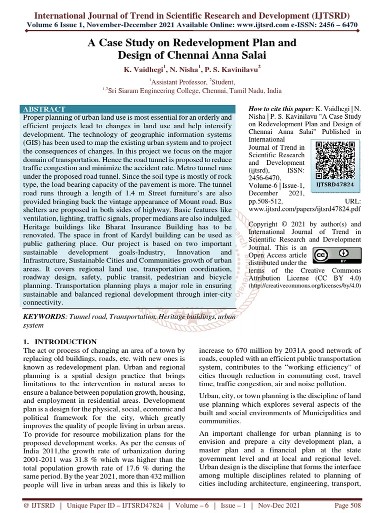 A Case Study On Redevelopment Plan and Design of Chennai Anna Salai ...