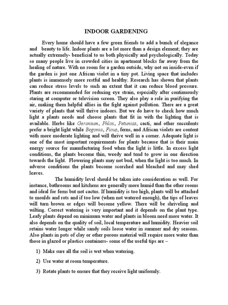 Indoor Garden | PDF | Plants | Environmental Design