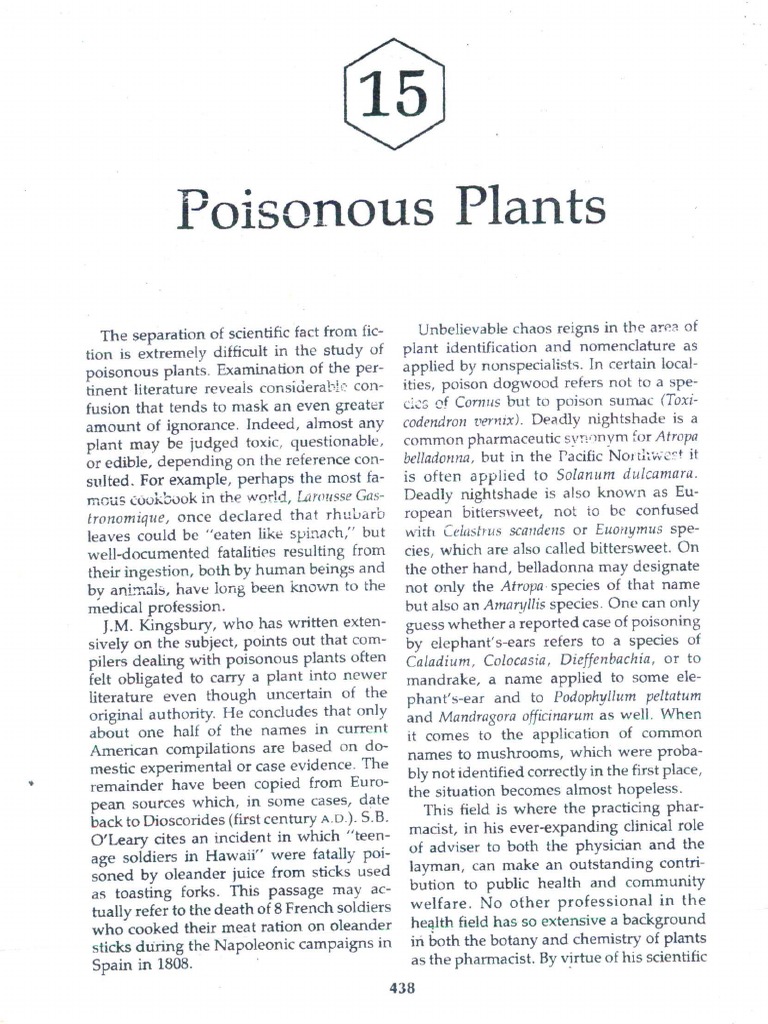 Poisonous Plants | PDF | Botany | Plants