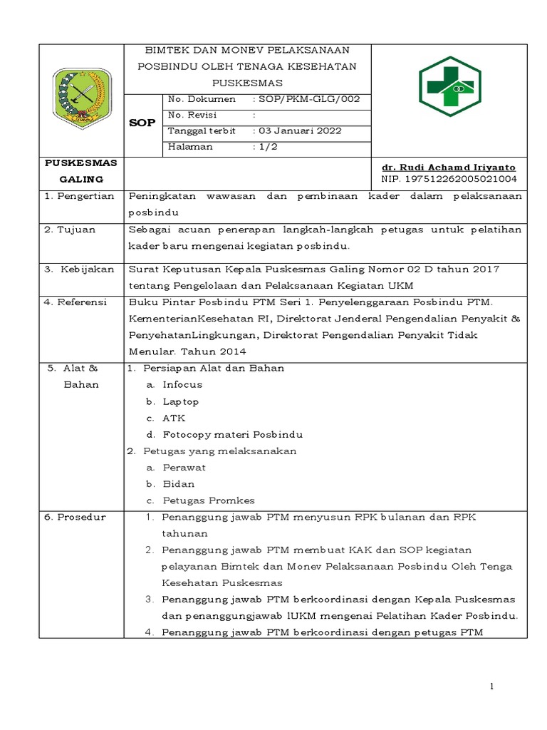 SOP Bimtek Kader Posbindu | PDF