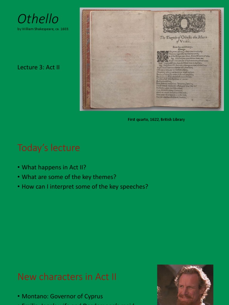 Othello Lecture Act II 2018 | PDF | Iago | Othello