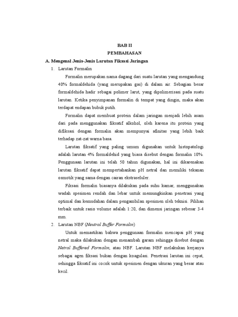 Jenis-Jenis Larutan Fiksasi Jaringan | PDF