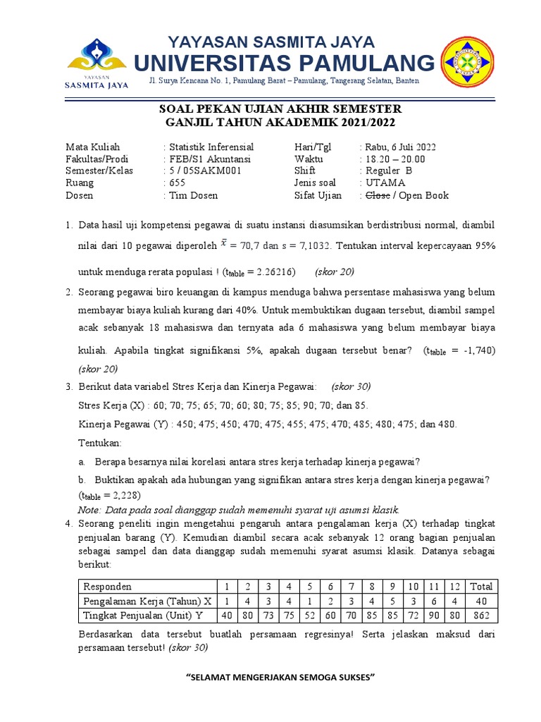 Soal Uas ST Inf 05sakm001 | PDF | Karier & Perkembangan