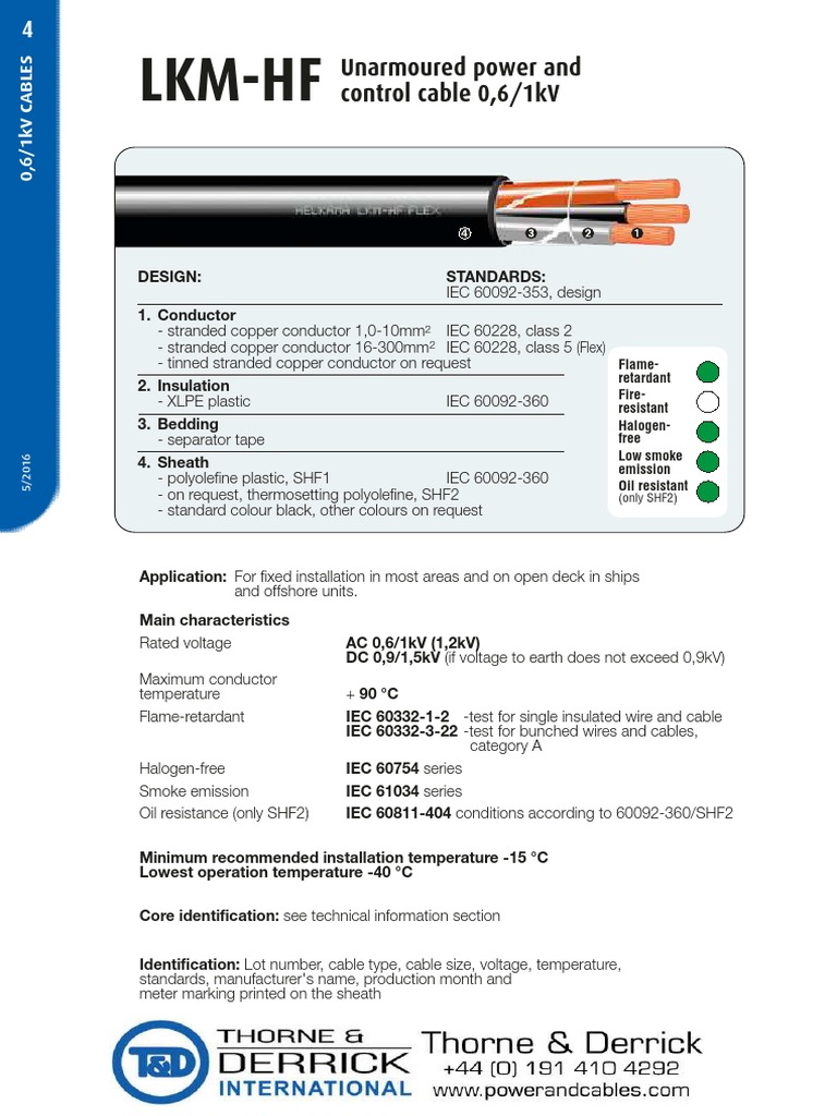 LKM-HF: Unarmoured Power and Control Cable 0,6/1kV | PDF | Electrical ...