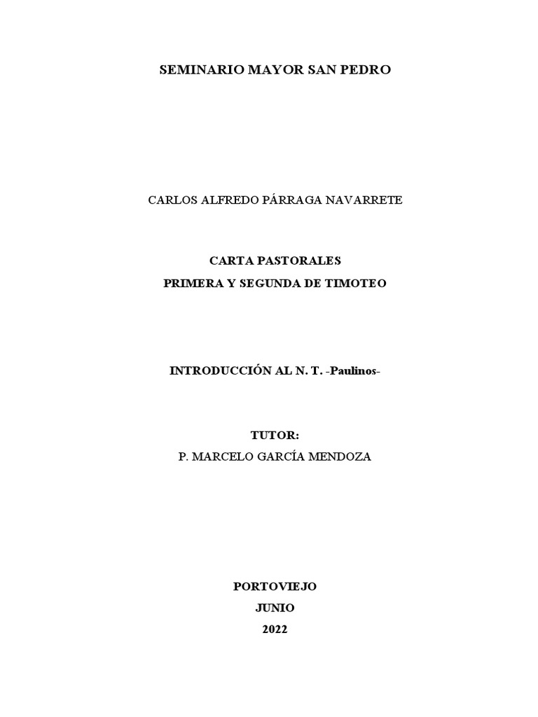 Guía para entender las Primera y Segunda Cartas a Timoteo | PDF | Pablo ...