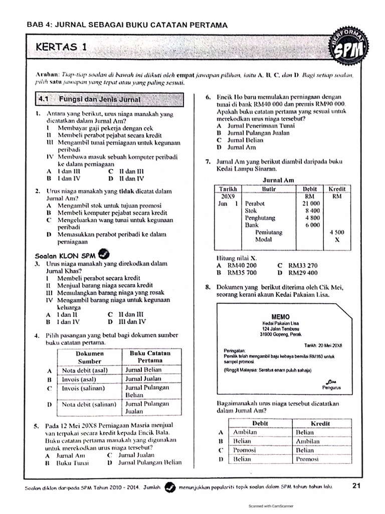 Perakaunan F4 Bab 4 Latihan | PDF
