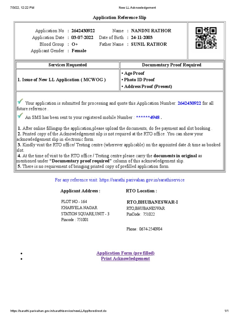 For Any Reference Visit: Https://sarathi - Parivahan.gov - In/sarathiservice | PDF | Service ...