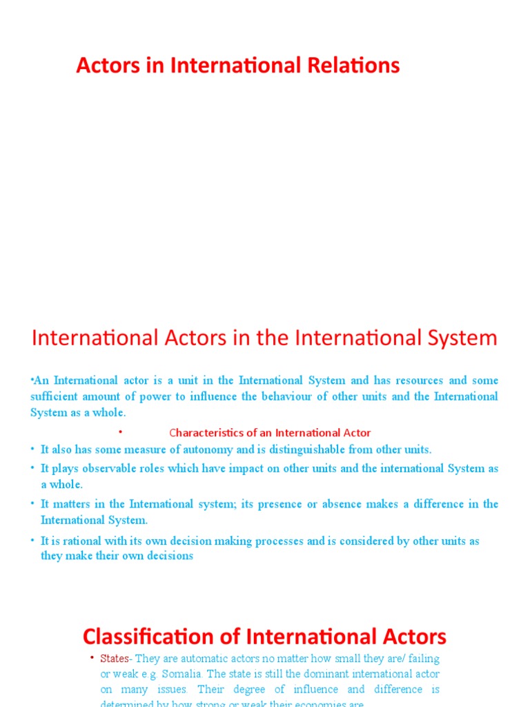 Key Actors in International Relations | PDF | Multinational Corporation ...