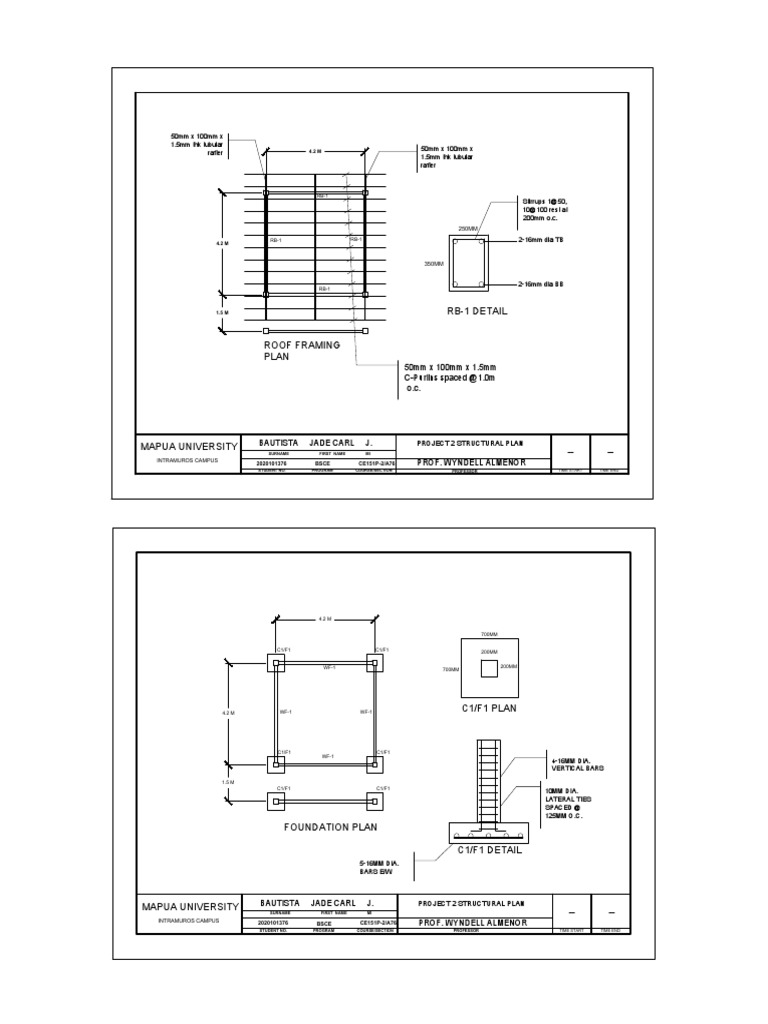 PROJ2-Structural-Plan-Bautista Jade Carl J | PDF