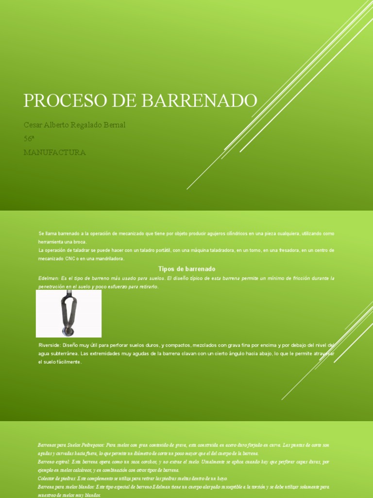 Proceso de Barrenado | PDF | Perforar | Sector secundario de la economía
