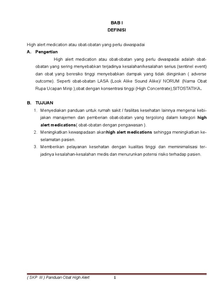Panduan SKP 3 Obat High Alert | PDF
