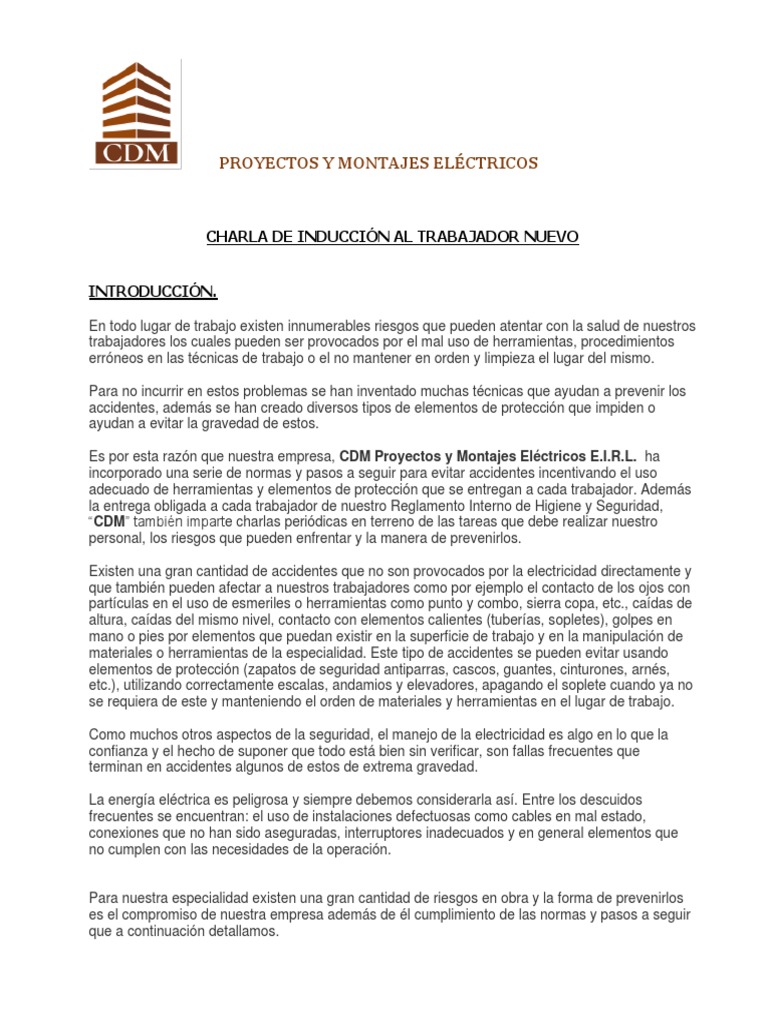 Charlas de Induccion | PDF | Corriente eléctrica | Fusible (Eléctrico)