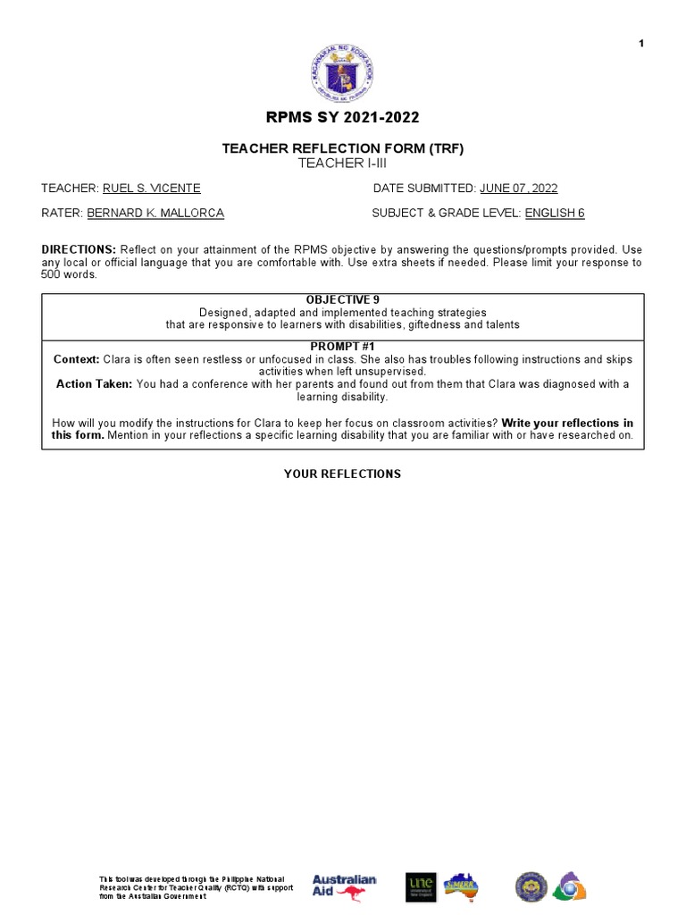 Teacher Reflection Guide | PDF | Lesson Plan | Intellectual Giftedness