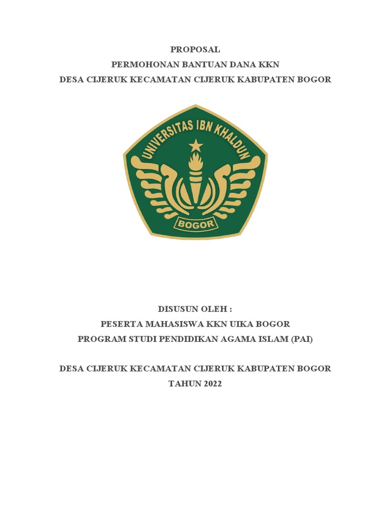 Proposal Pengajuan Dana KKN Pai 2022-1 | PDF
