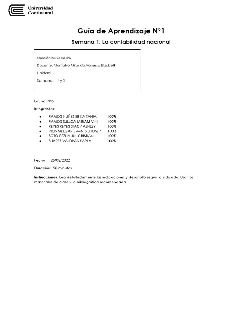 Semana 01. GUIA DE APRENDIZAJE N°1 - La Contabilidad Nacional - 2019-20 | PDF | Mercado ...