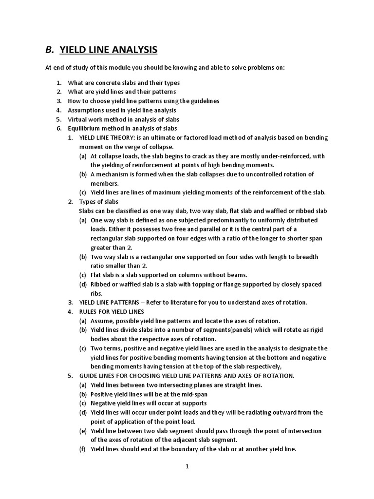 Yield Line Theory | PDF | Bending | Yield (Engineering)