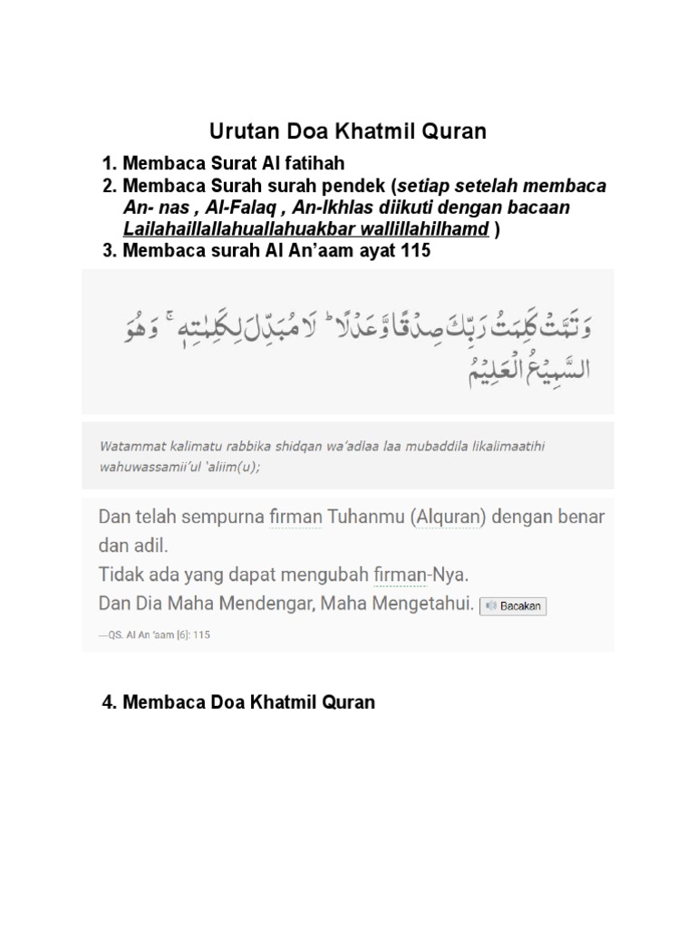 Urutan Doa Khatam Quran | PDF